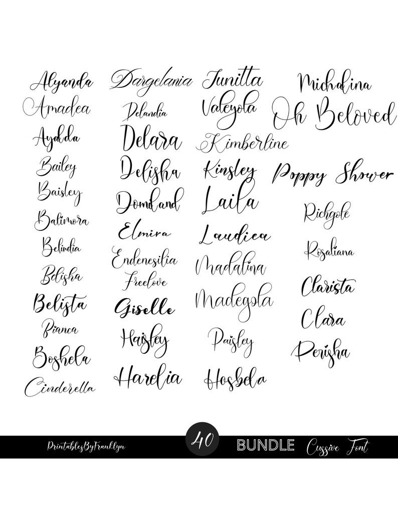 40 Cursive Font Bundle Wedding Fonts Christmas Font - Etsy UK