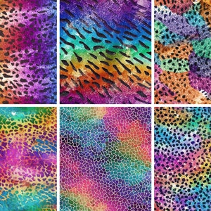 Glittery Rainbow Animal Print Seamless Pattern, Glittery Rainbow Animal ...