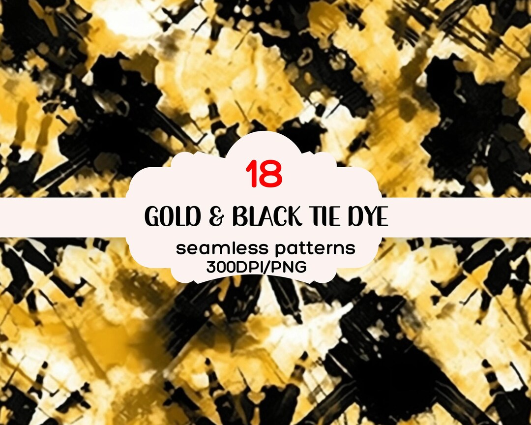 Gold & Black Tie Dye Seamless Pattern, Luxurious Gold and Black Tie Dye ...
