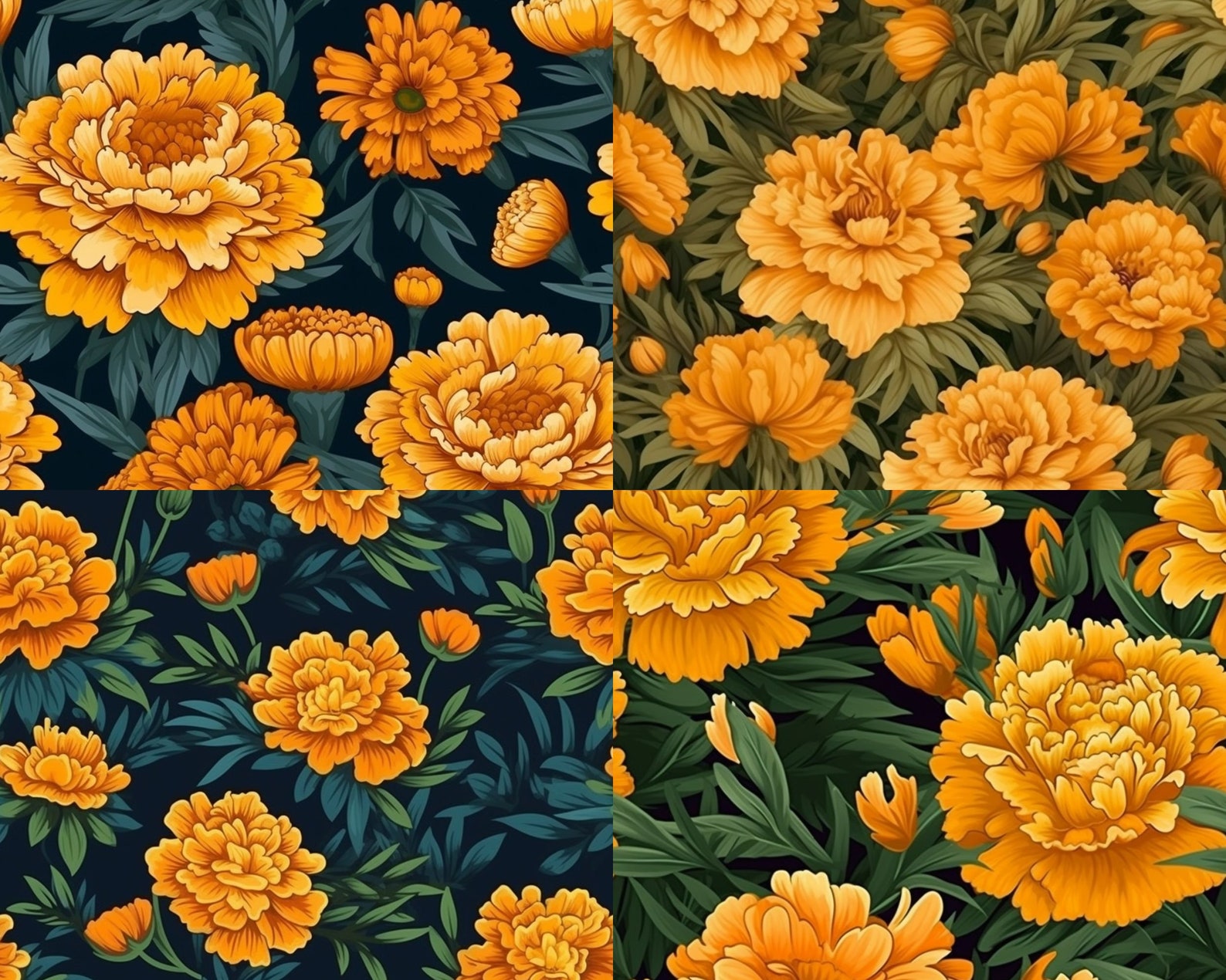 18 Boho Marigold Seamless Pattern Marigold Seamless - Etsy