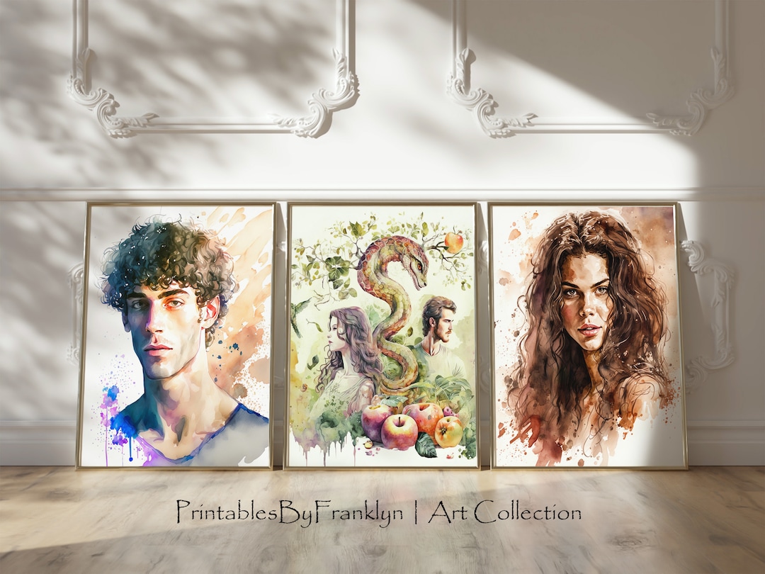 Adam and Eve at the Forbidden Fruit Tree Wall Art Christian - Etsy