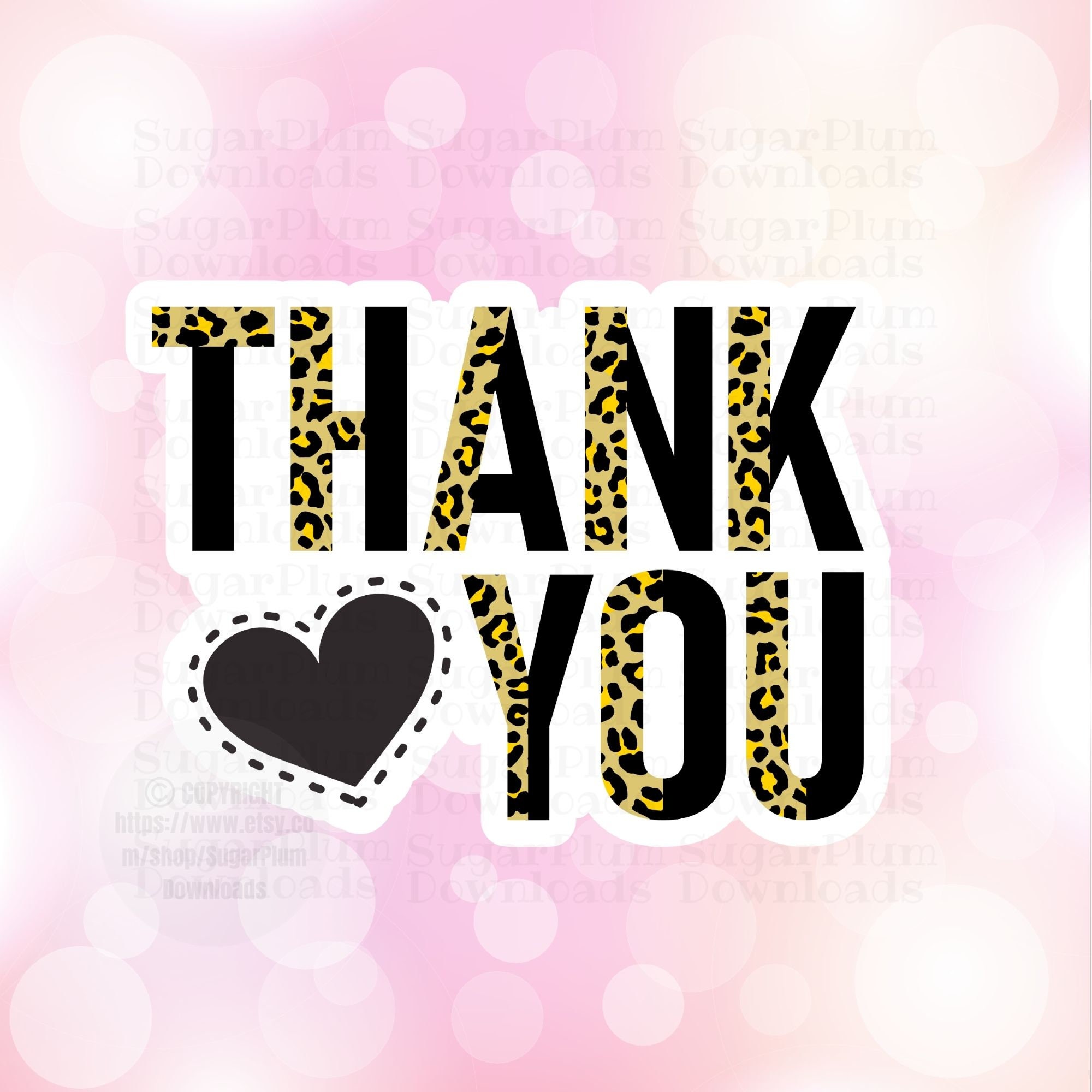 Thank You Half Leopard PNG, Instant Download Printable Sticker, Small ...