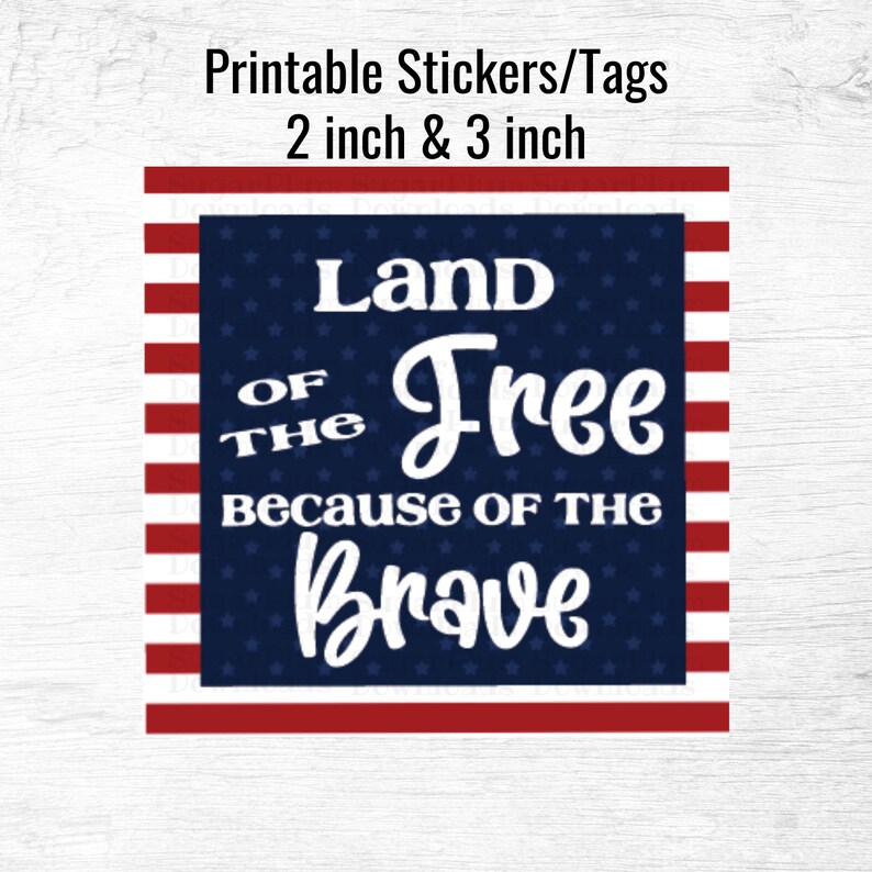 Instant Download/ Land of the Free Because of the Brave Tag - Etsy