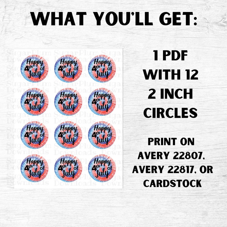Instant Download Happy 4th of July Sticker Tag Label, Fourth of July ...