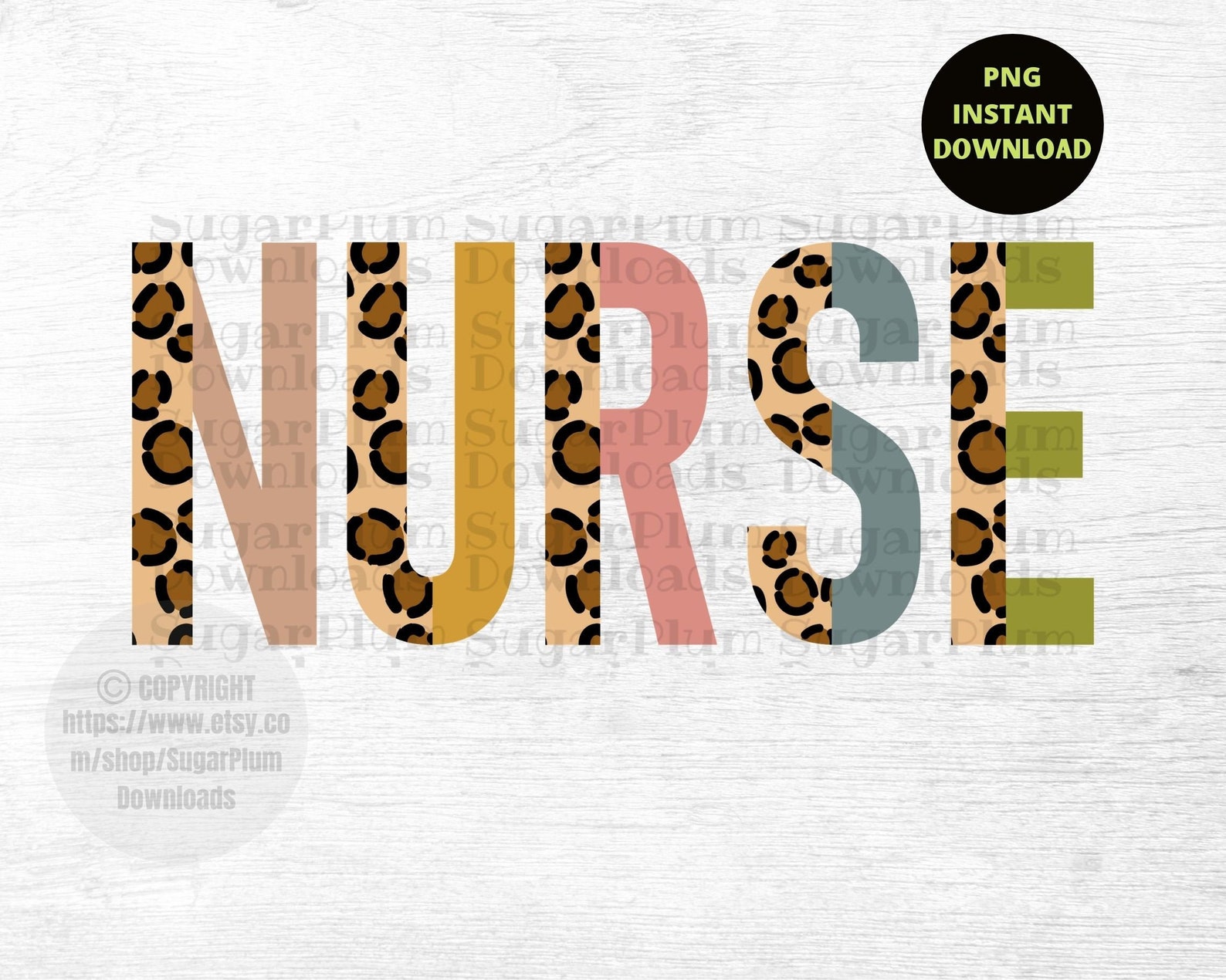 Nurse Half Leopard Sublimation Design, Cheetah Print PNG, Instant ...