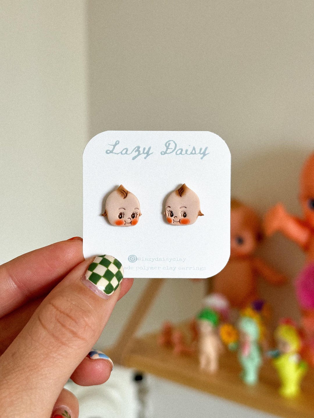 Kewpie Face Studs Earrings/ Handmade Jewelry/ Polymer Clay/ Handmade ...