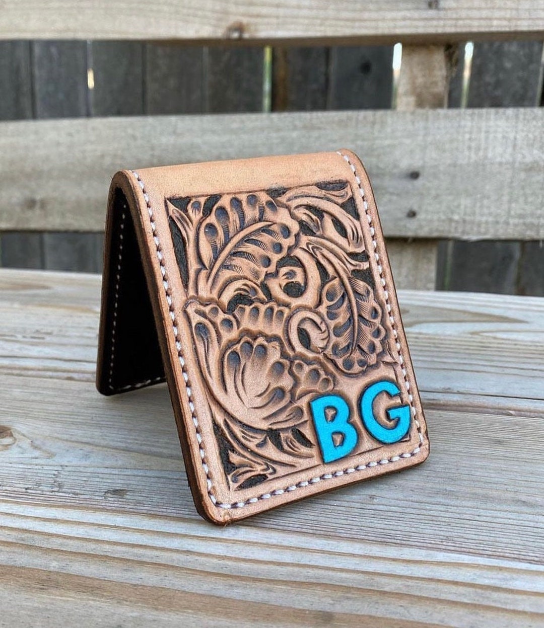 Custom Money Clip Bifold Wallet | Hand Tooled| Gift for Him | Western ...