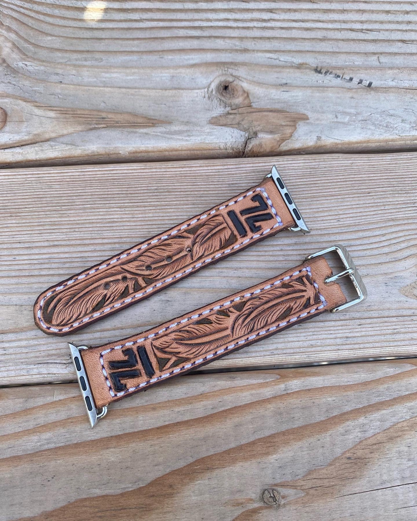 Custom Tooled Apple Watch Band | Western Leather | Christmas | Hermann ...