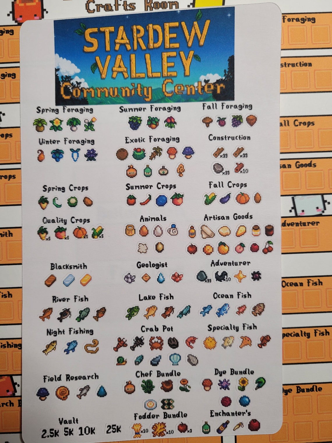 Stardew Valley Community Center Bundles Sticker Checklist - Etsy
