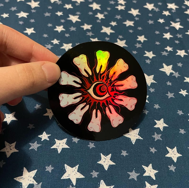 Teeths and Eye Holographic Sticker - Etsy