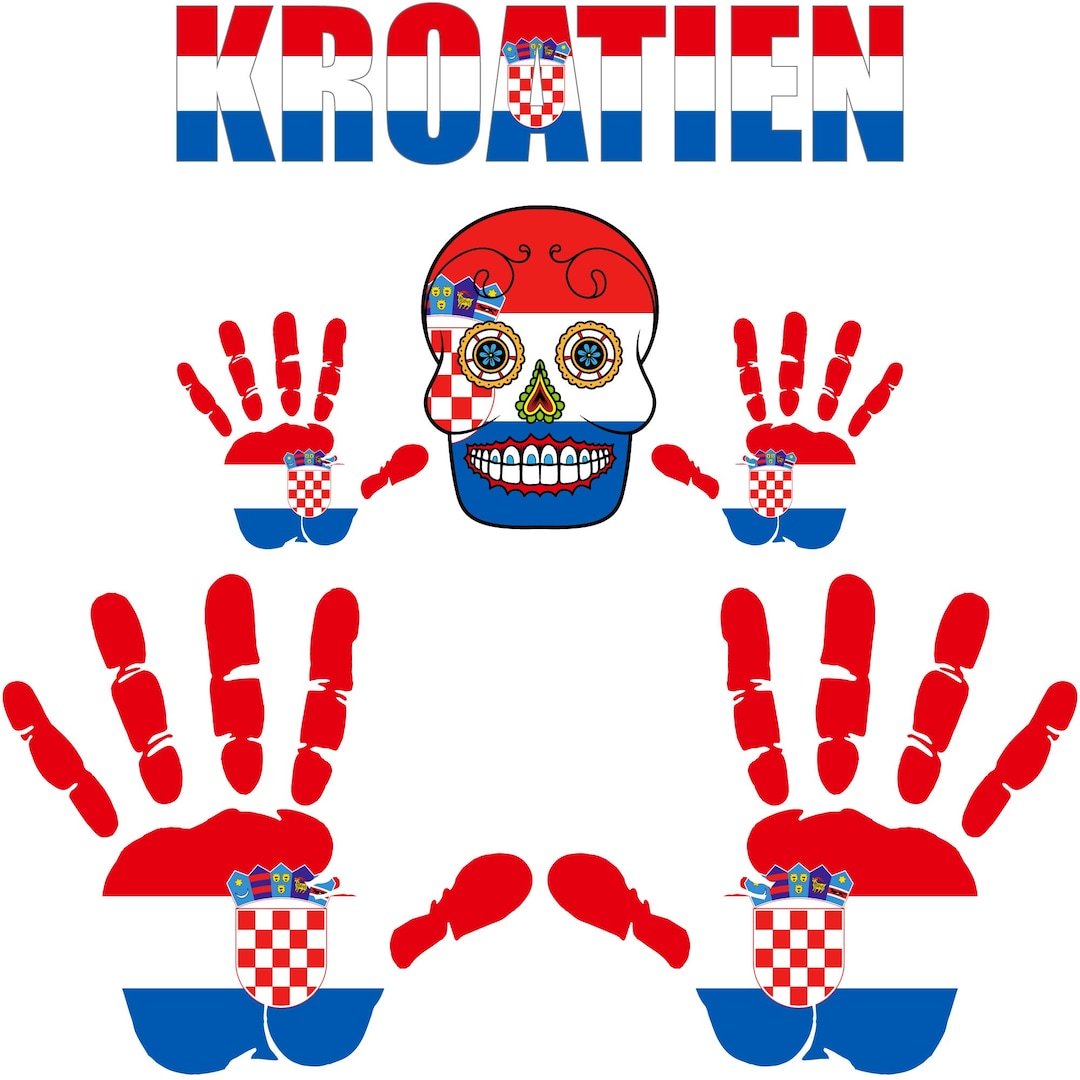 Sticker Croatia Flag Set Skull Hand Lettering 6 Pieces - Etsy