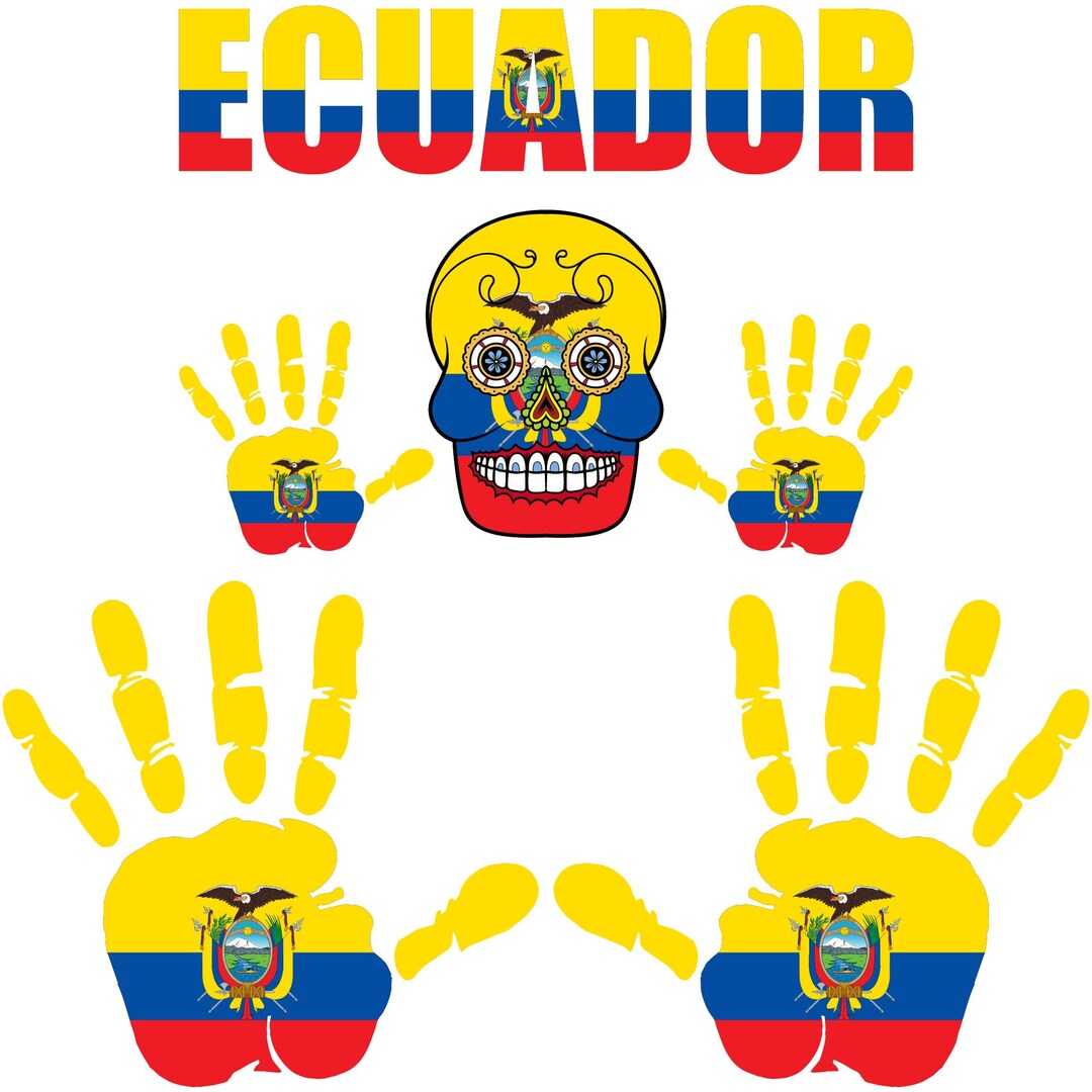 Sticker Ecuador Flag Set Skull Hand Lettering 6 Pieces - Etsy