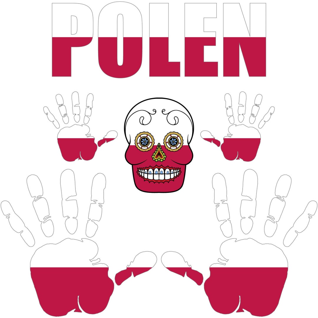 Sticker - Poland - Flag - Set - Skull - Hand - Lettering - 6 Pieces - Etsy