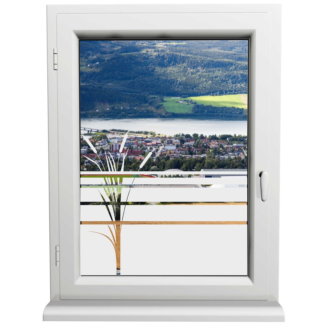 Glass Decorative Film - Cattails - Sun Protection H50line - Privacy ...
