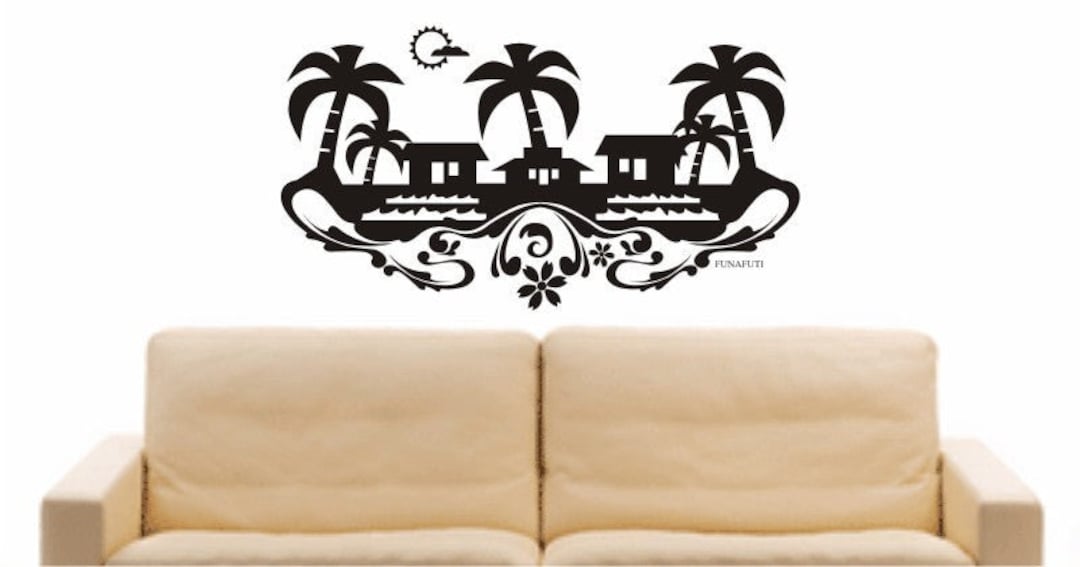 WALL DECAL E659 Skyline City Funafuti island State of Tuvalu Design 3 ...