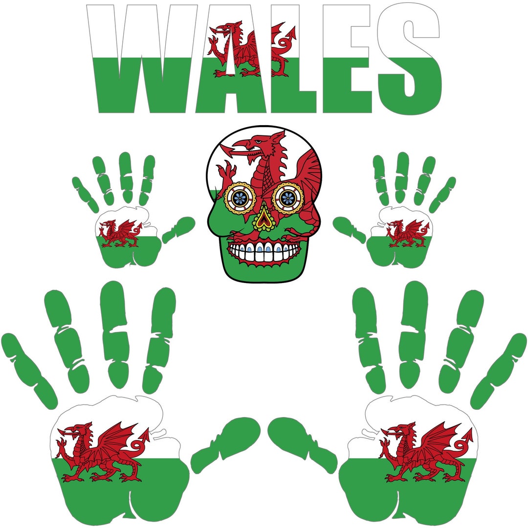Sticker Wales Flag Set Skull Hand Lettering 6 Pieces - Etsy
