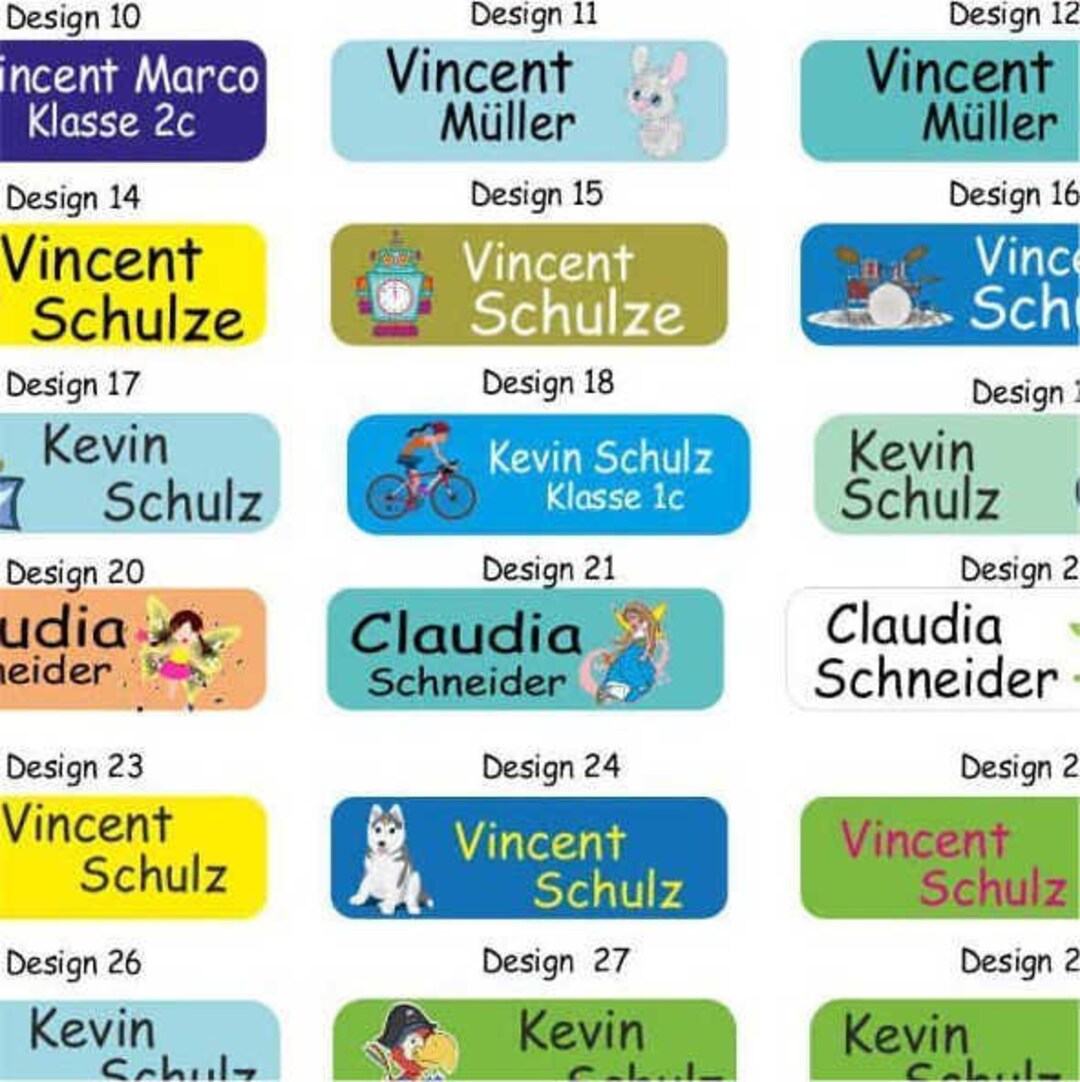 Name Sticker 60 Pieces - 50 X 15 Mm - for Children, School ...