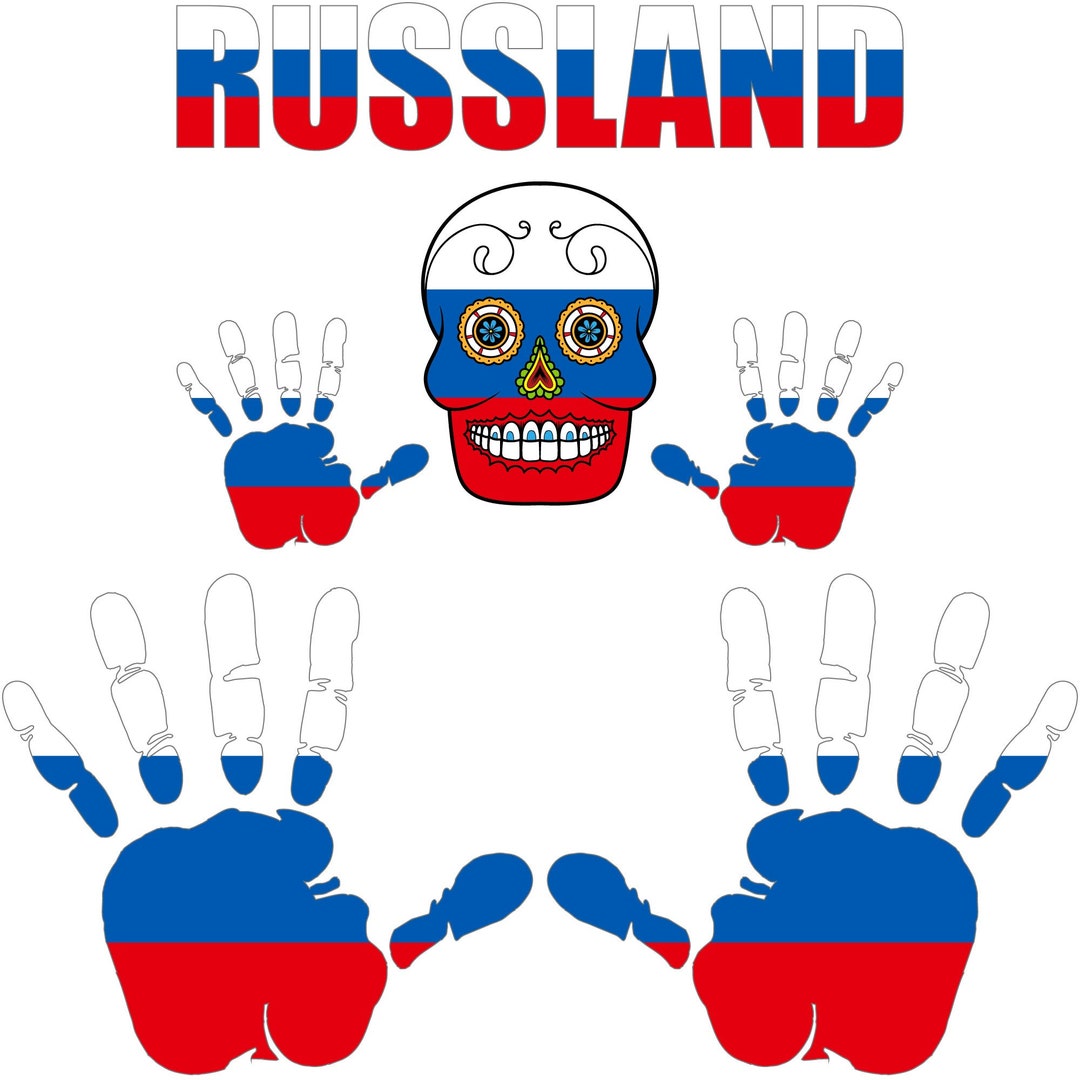 Sticker - Russia - Flag - Set - Skull - Hand - Lettering - 6 Pieces - Etsy