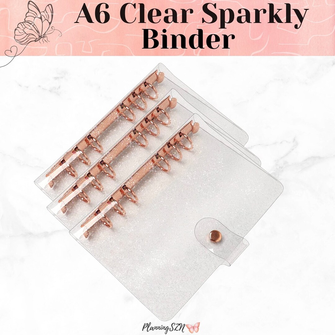 A6 Clear Sparkly Rose Gold Budget Binder Cash Budgeting - Etsy