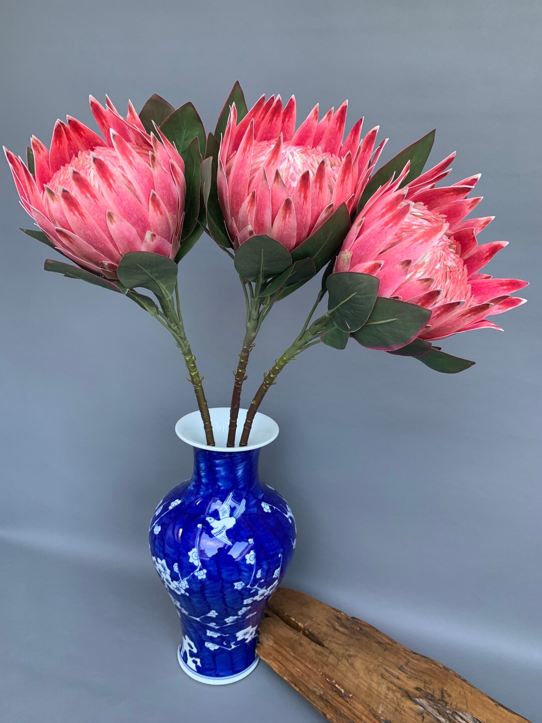 29” Large Red Pink King Protea Soft Touch Artificial Luxury Faux ...