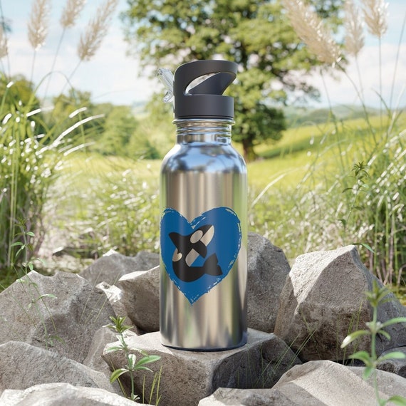 Orca Heart Stainless Steel Water Bottle With Straw 20oz - Etsy