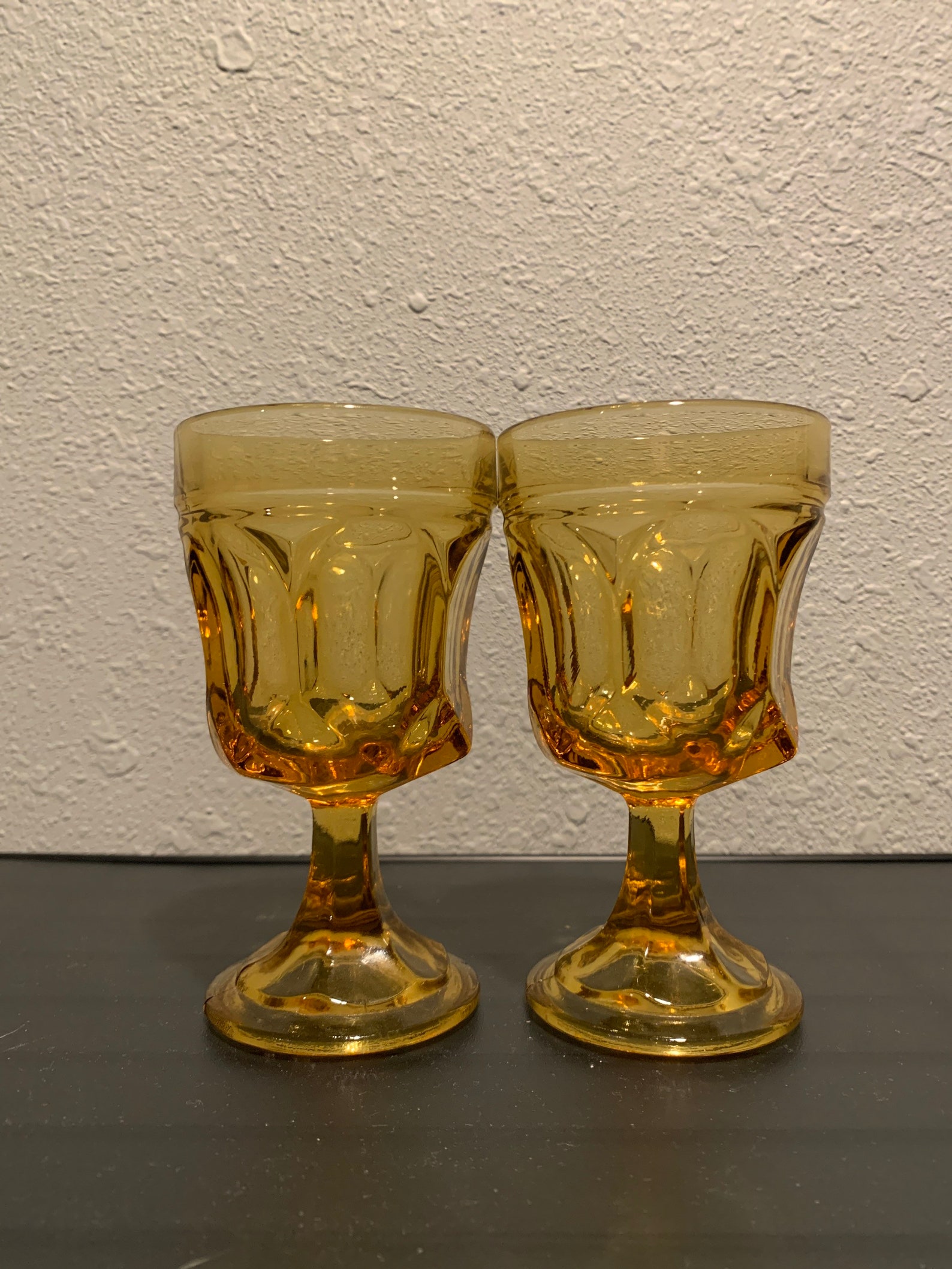 Vintage Amber Glass Goblets Anchor Hocking - Etsy