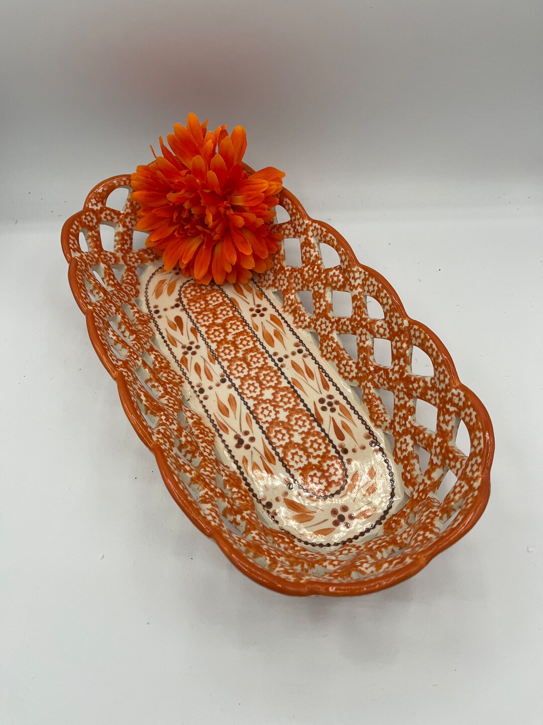 New-temp-tations by Tara Old World Orange Lattice Work Woven, Hand ...