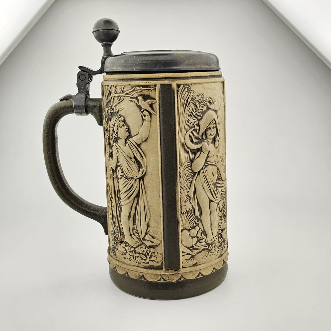 Original Gerzit Gerz Ceramic Beer Stein,beer Mug With Zinn Lid Fairy ...