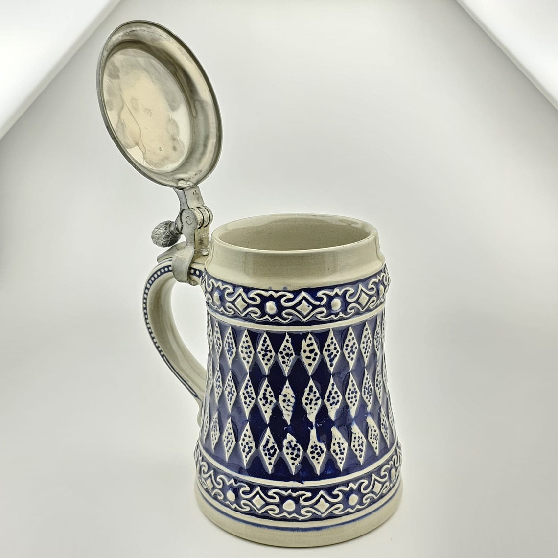 Original German Beer Stein,ceramic Bavarian Diamond Cobalt Blue,german ...