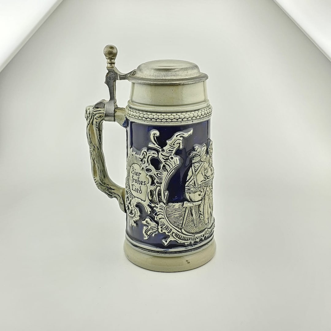 Original West Germany Beer Stein Beer Mug,german Lidded Zinn Beer Stein ...