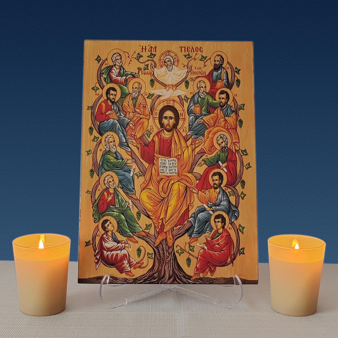 Jesus Christ Tree of Life Icon,vine Ampelos,religious Icon,wood Icon ...
