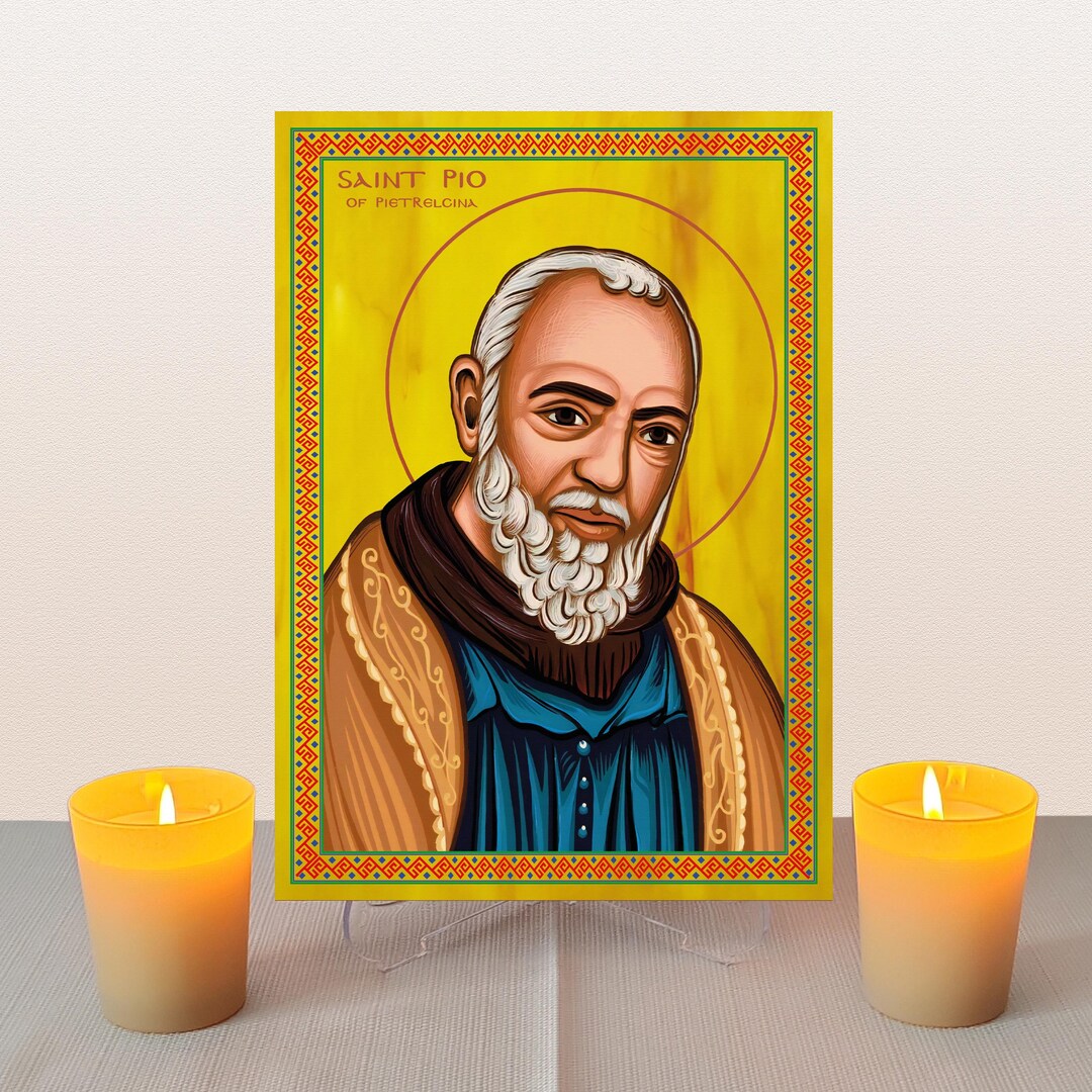 Saint Padre Pio Icon,religious Icon,canvas on Wood,wall Hanging,clear ...