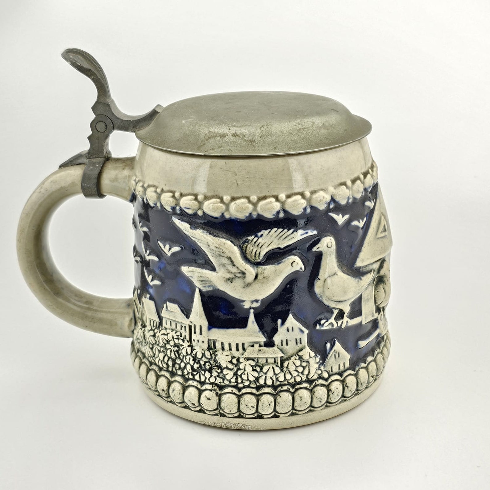 Original German Beer Stein,beer Mug,lidded Zinn Beer Stein,german Beer ...