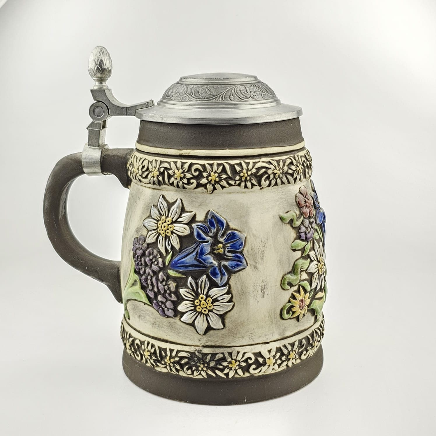 Original German Beer Stein,beer Mug,lidded Zinn Beer Stein,german Beer ...