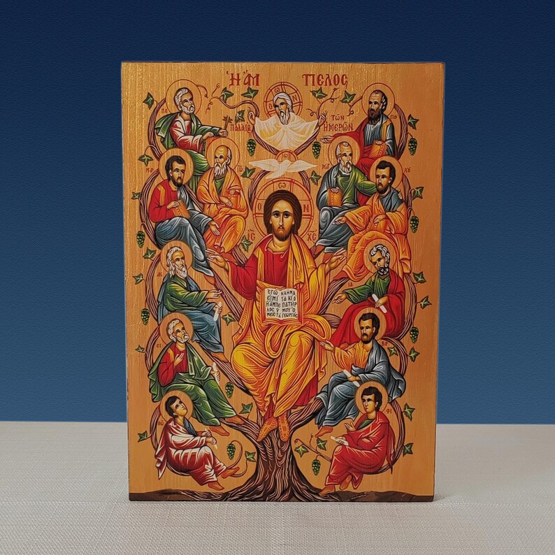 Jesus Christ Tree of Life Icon,vine Ampelos,religious Icon,wood Icon ...