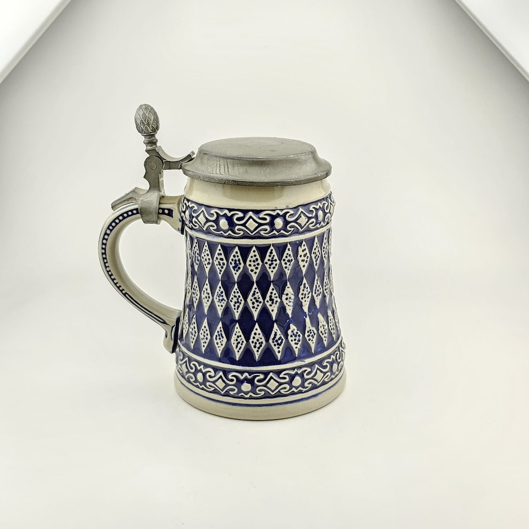 Original German Beer Stein,ceramic Bavarian Diamond Cobalt Blue,german ...