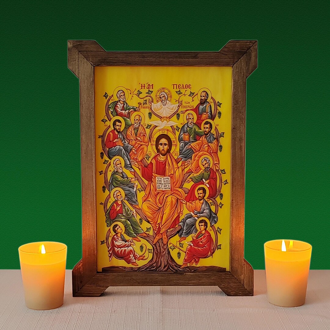 Jesus Christ Tree of Life Icon,vine Ampelos Opalescent Glass Orthodox ...