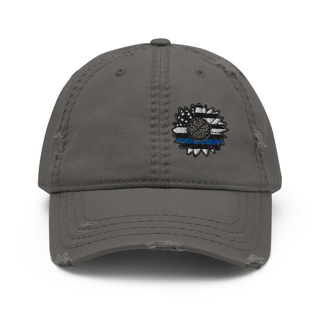 Police Blue Line Sunflower Distressed Hat - Etsy