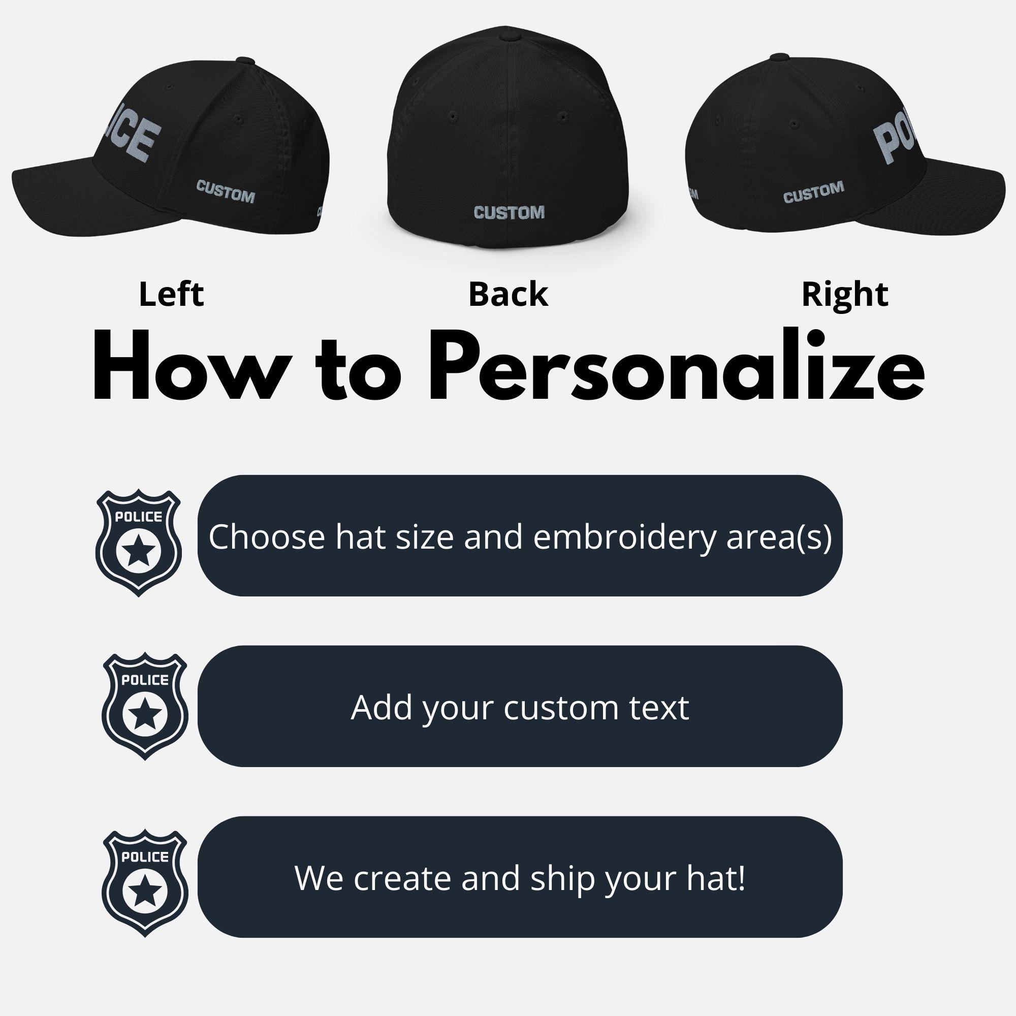 Custom Police Officer Hat – Personalized Flexfit Cap – Law Enforcement ...