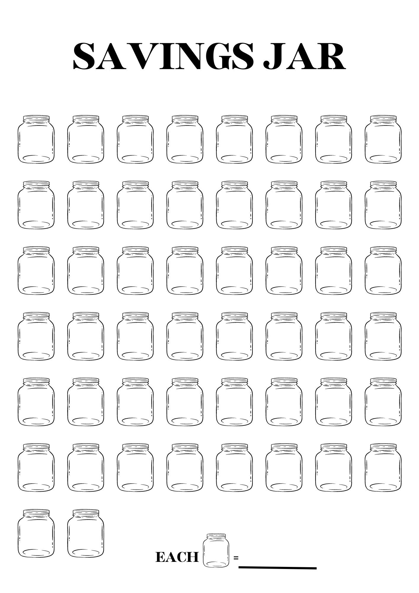 Savings Jar, Savings Challenge, Printable Savings Challenge - Etsy