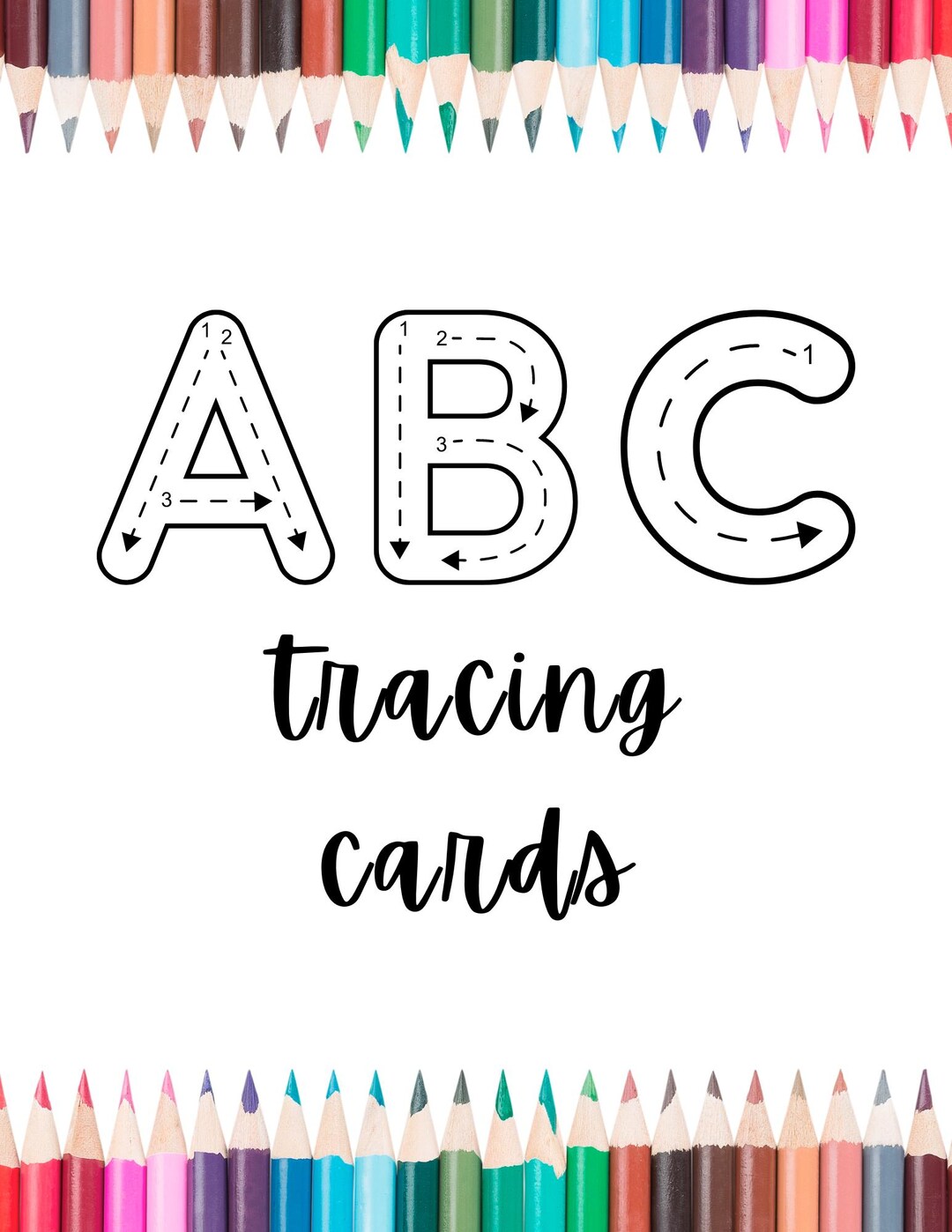 ABC Alphabet Tracing Cards for Kids and Toddlers ABC Tracing Cards - Etsy
