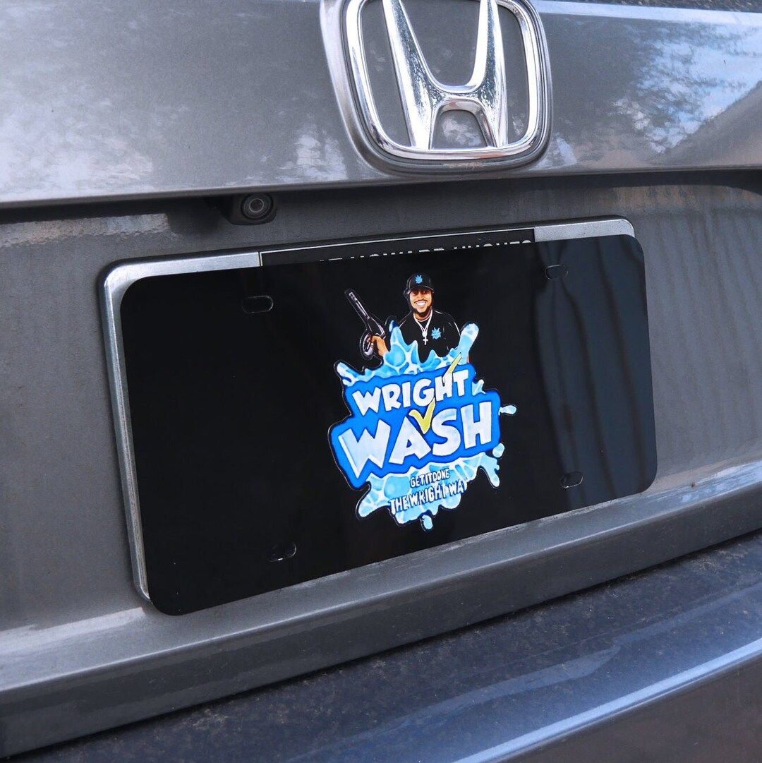 Custom Magnetic Metal License Plate Tag Cover With Custom Sticker ...