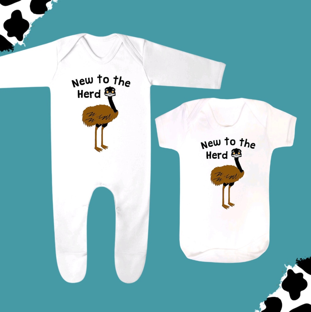 Cute Emu Baby Wear | New to the Herd | Baby Emu Gift | Emu Baby Shower ...