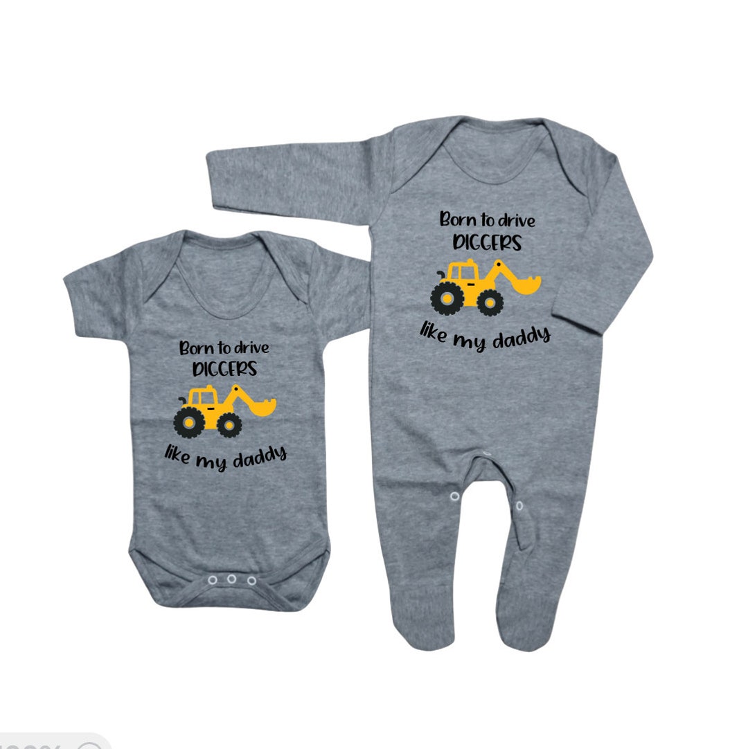 Digger Baby Clothes - Digger Babygrow - Born to Drive Diggers - Etsy ...
