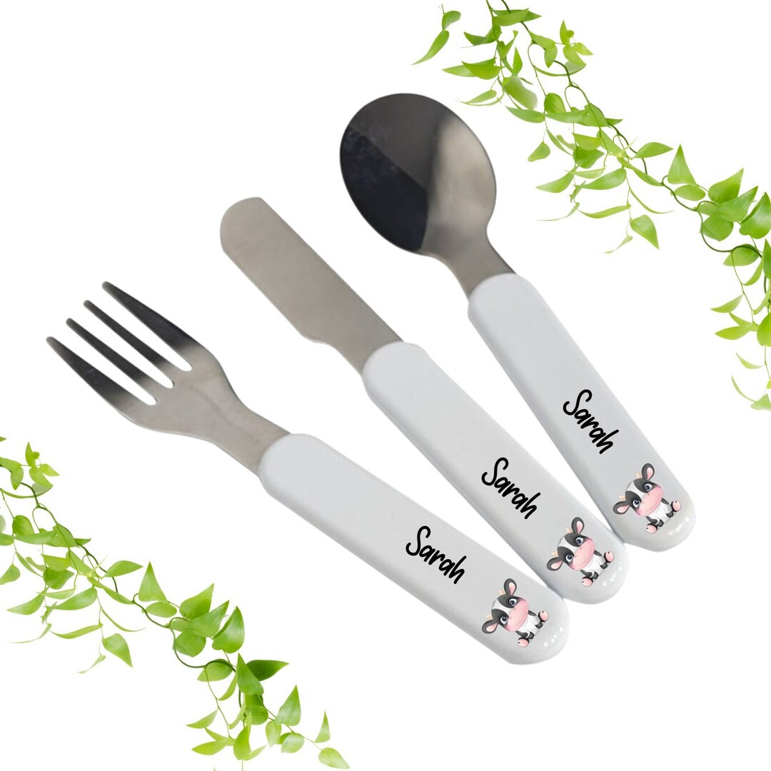 Personalised Cow Cutlery Set - Toddler Farm Cutlery Set - Etsy