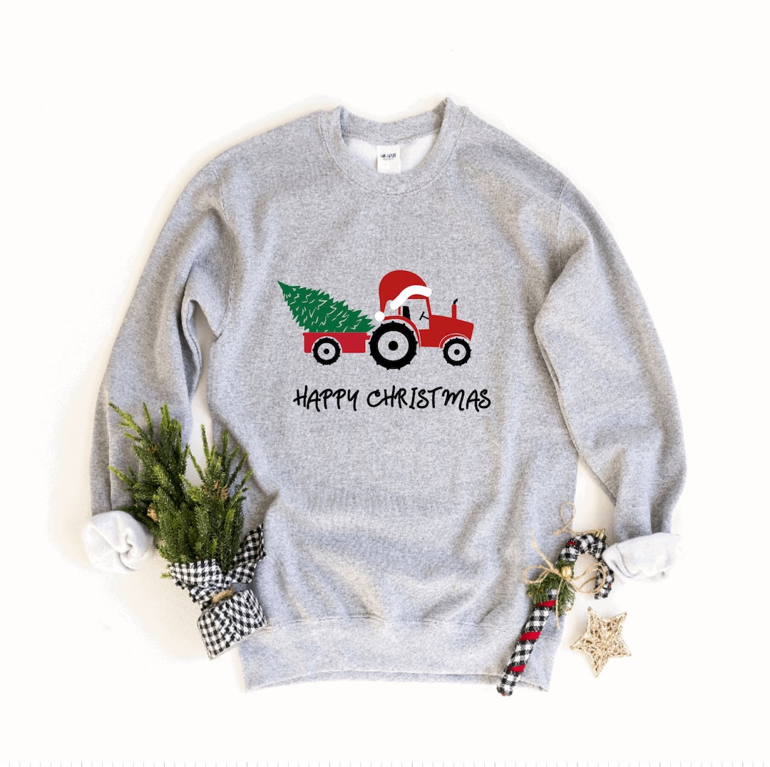 Personalised Christmas Tractor Jumper: Adult Unisex Cotton Blend - Etsy