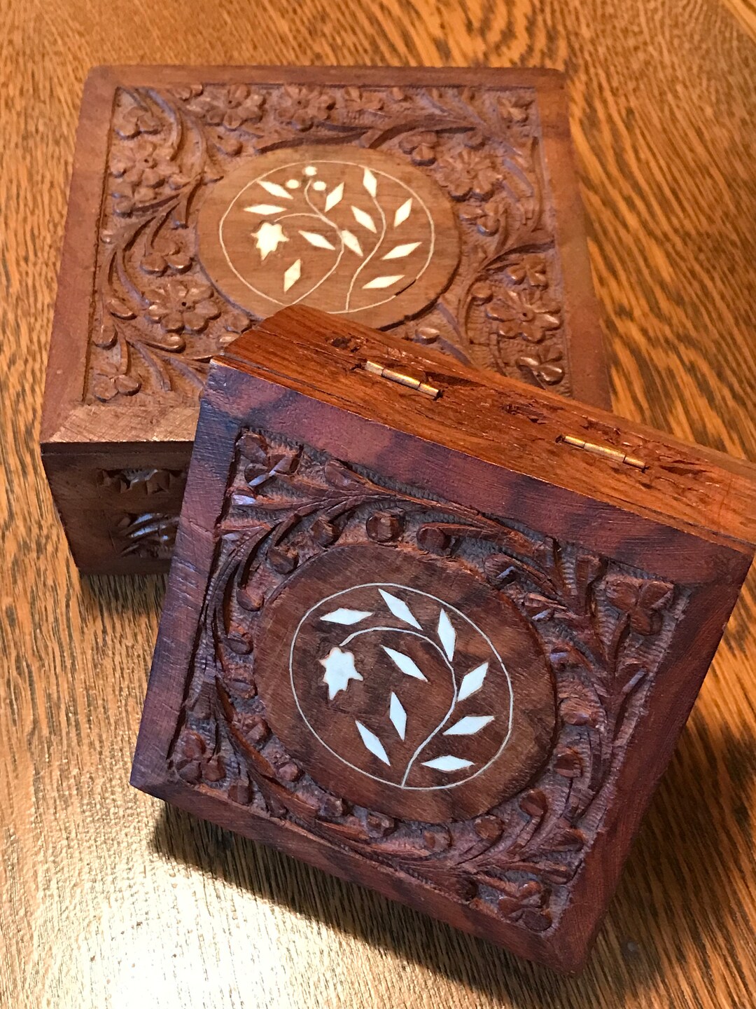 Vintage Wooden Nesting Boxes; Handcarved in India and Embellished With ...