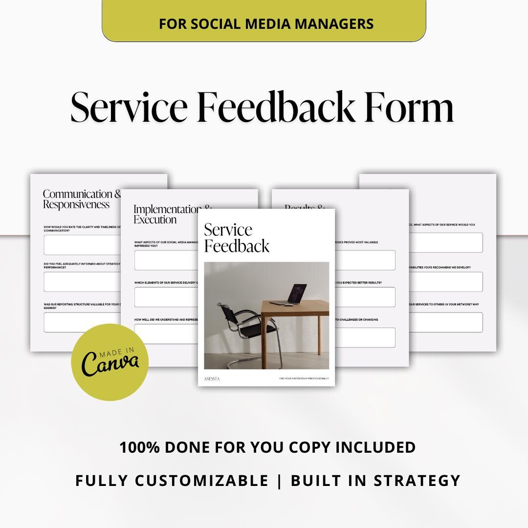 Service Feedback Questionnaire Template for Social Media Managers ...
