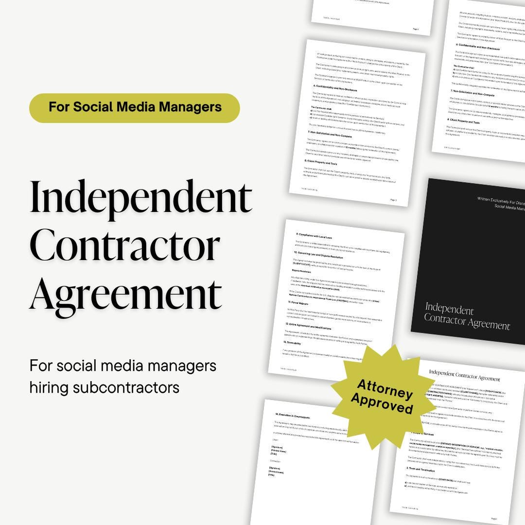 Independent Contractor Agreement Template for Social Media Managers ...