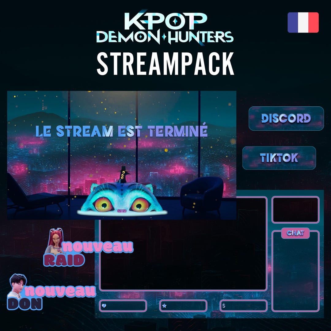 Pack Overlay Twitch - Kpop Demon Hunters – Scènes animées, alertes et ...